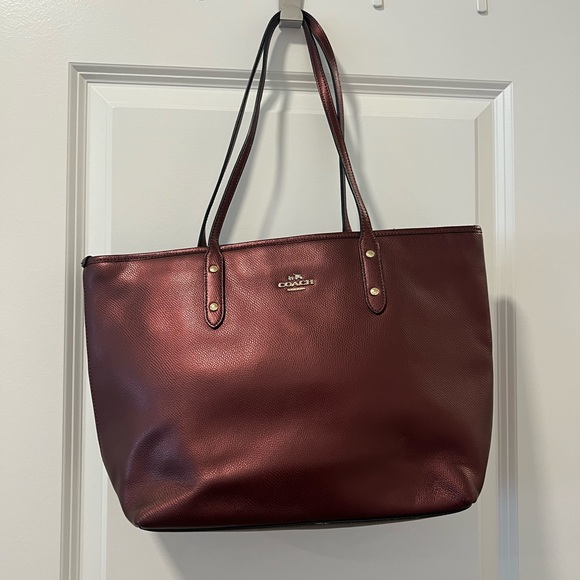 Coach | Bags | Coach Burgundy Leather Tote Bag | Poshmark